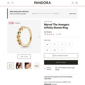 Pandora | Jewelry | Marvel The Avengers Infinity Stones Ring | Poshmark